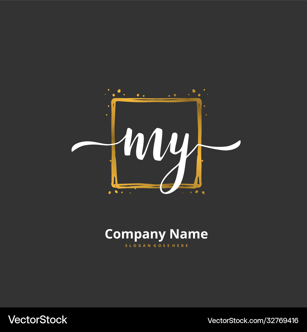 M y my initial handwriting and signature logo Vector Image