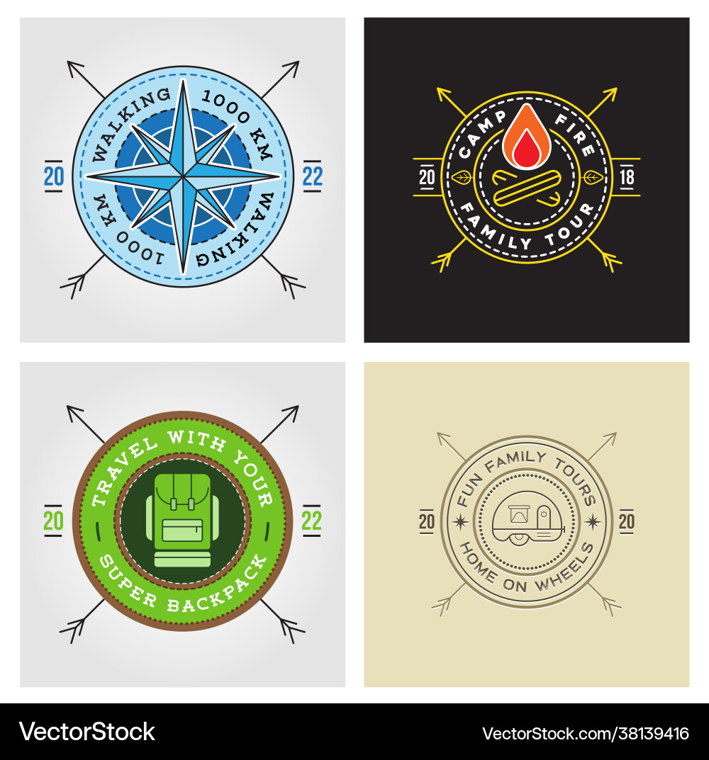Set summer camp badges concept for shirt Vector Image