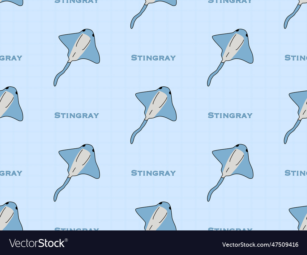 Stringray cartoon character seamless pattern Vector Image