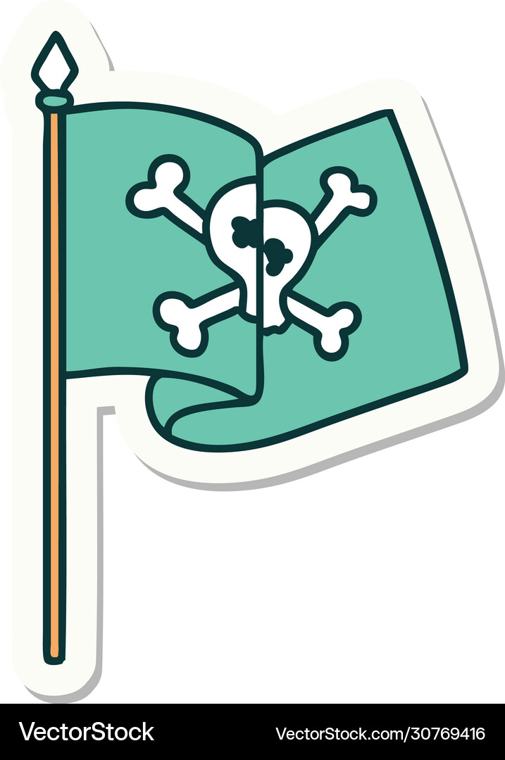 Tattoo style sticker a pirate flag Royalty Free Vector Image