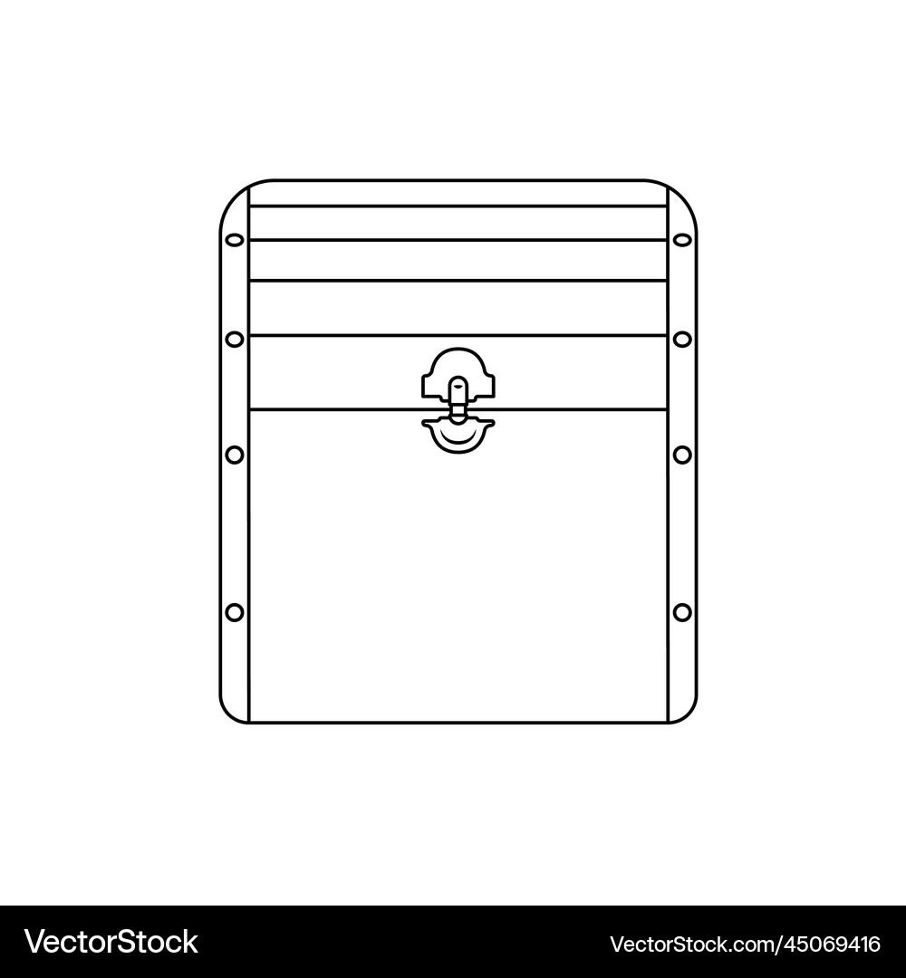 Treasure chest outline icon on isolated white Vector Image
