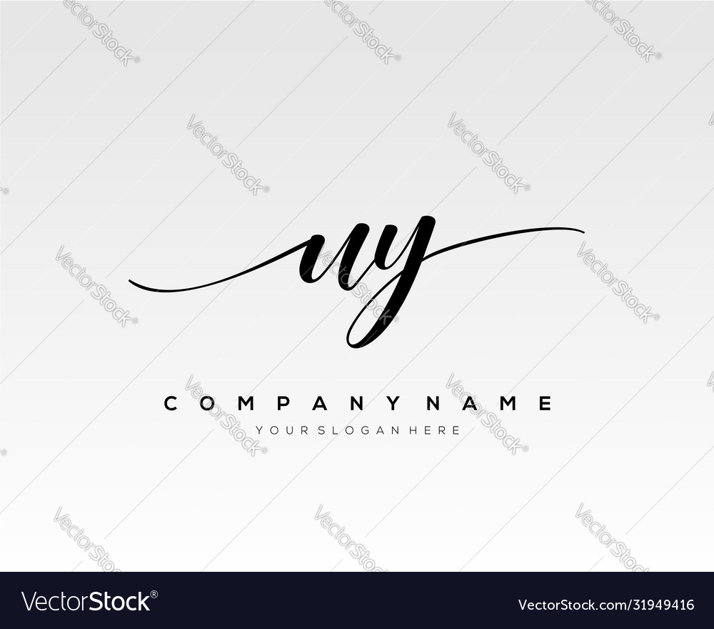 Uy initial letter handwriting logo hand drawn Vector Image