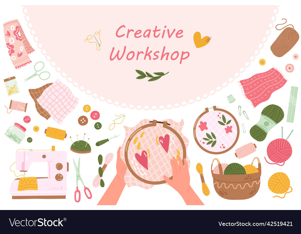 Creative art master class lesson and workshop Vector Image