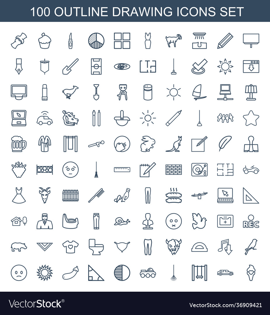 Drawing icons Royalty Free Vector Image - VectorStock