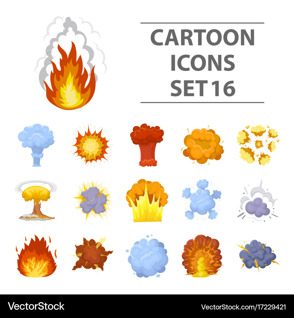 Explosions set icons in cartoon style big Vector Image