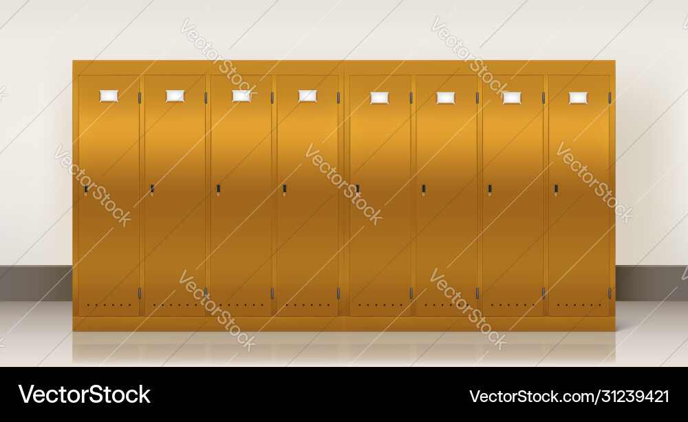 Gold lockers school or gym changing room Vector Image