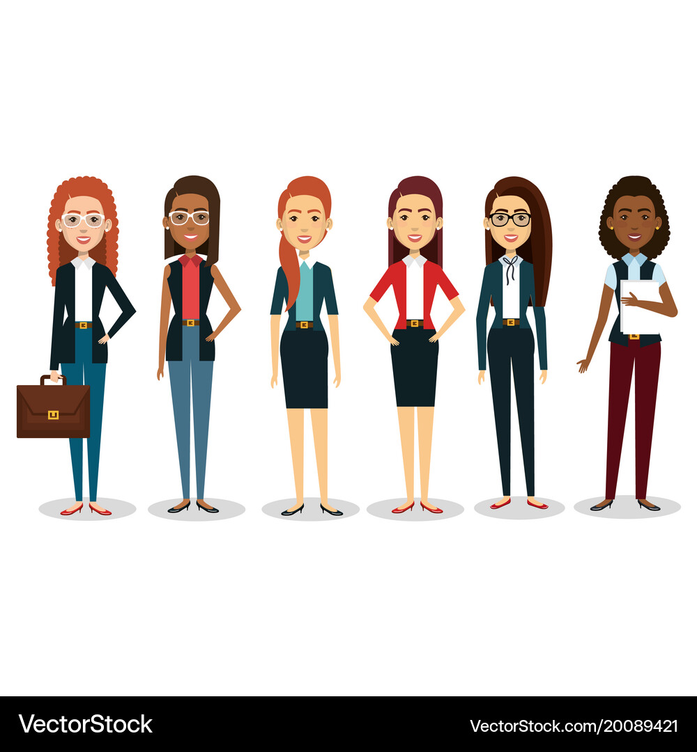 Group businesswoman with portfolio teamwork Vector Image