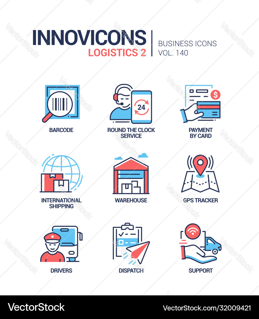 Logistics - colorful line design style icons set Vector Image