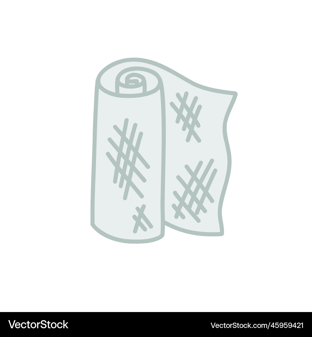 Medical bandage roll doodle icon color Royalty Free Vector