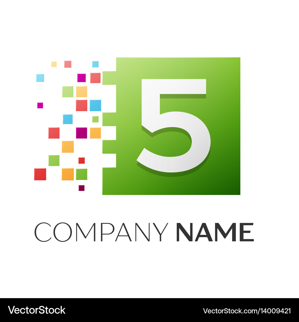 Number five symbol in the colorful square Vector Image