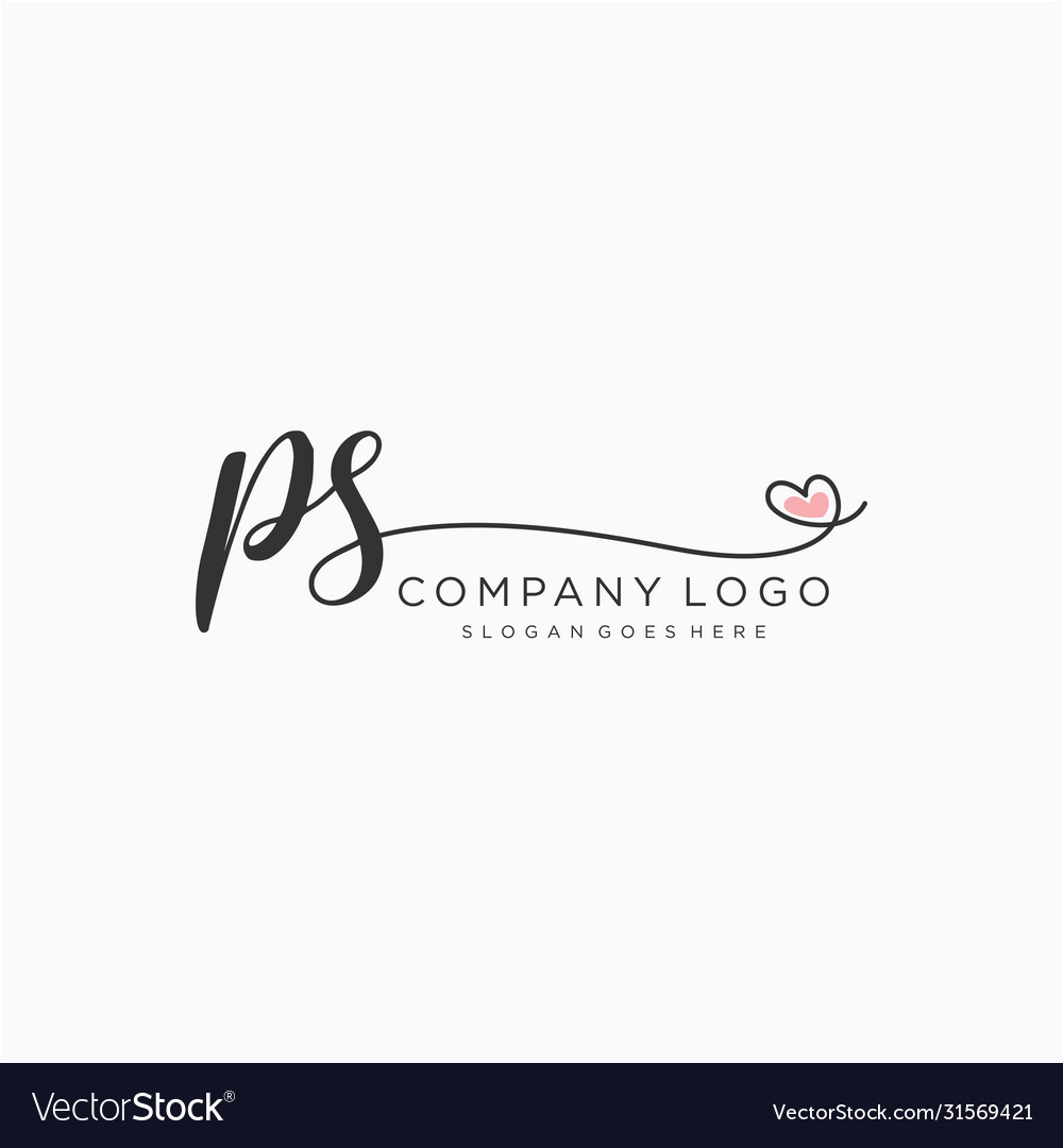 Ps initial handwriting logo design Royalty Free Vector Image