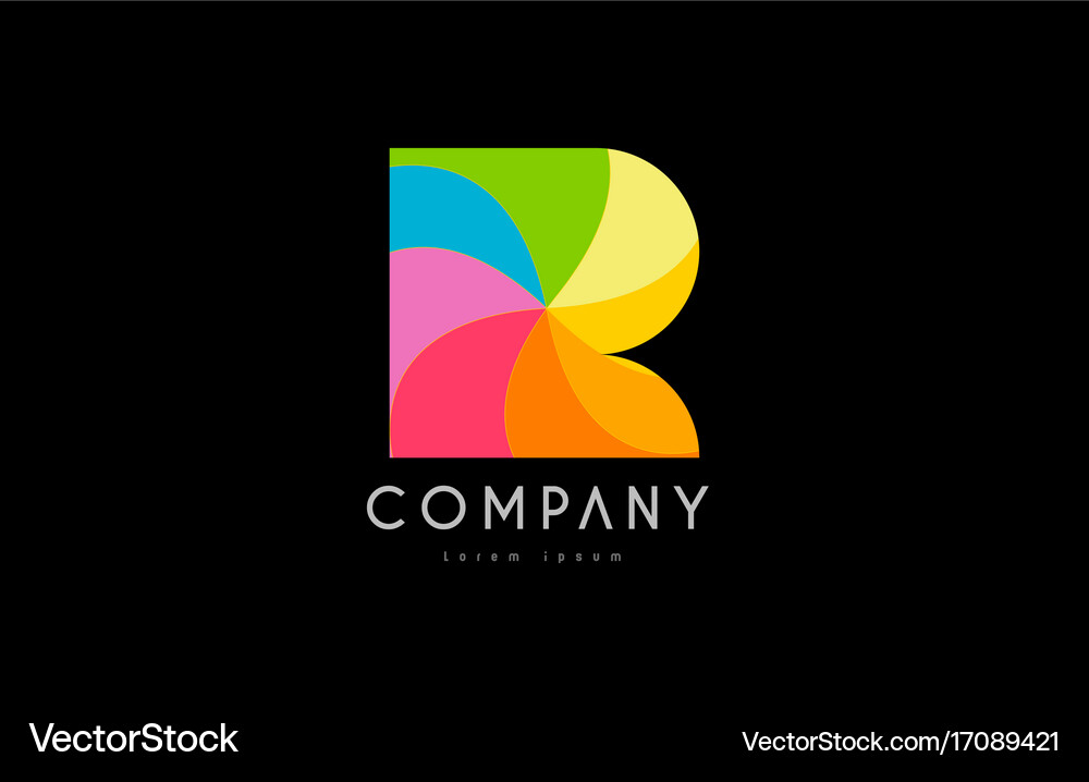 R rainbow colors logo icon alphabet design Vector Image