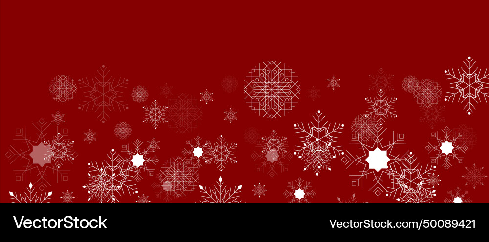 Red and white awesome banner with snowflakes Vector Image