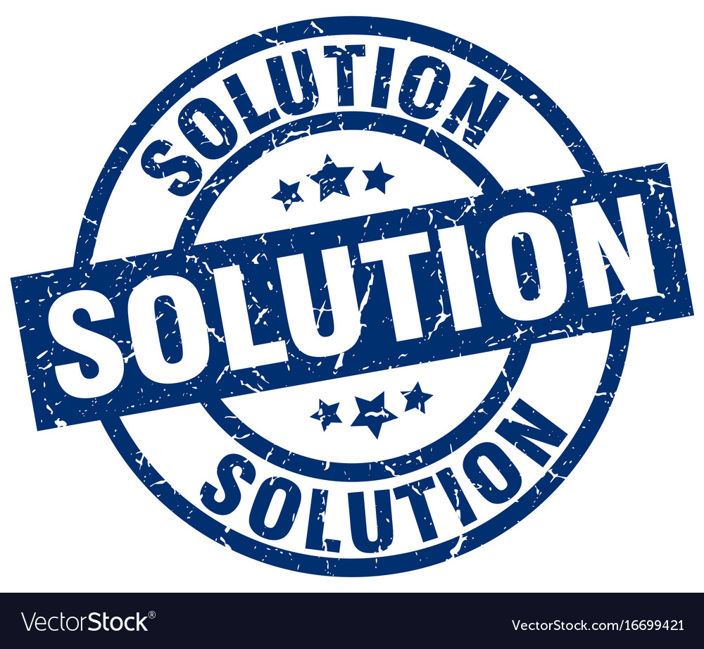 Solution blue round grunge stamp Royalty Free Vector Image