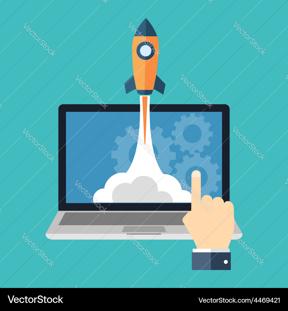 Startup launching new product concept flat design Vector Image
