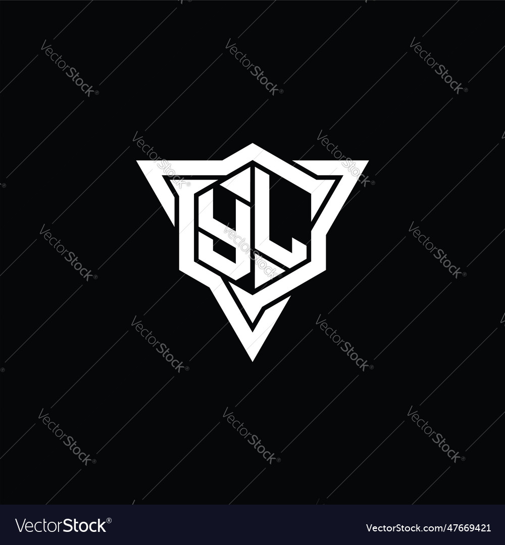 Yl logo monogram hexagon shape with triangle Vector Image