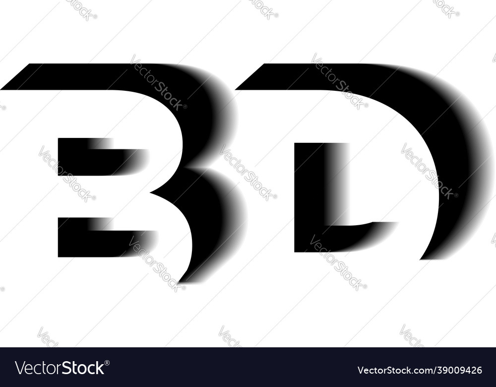 Bd monogram shadow shape style Royalty Free Vector Image