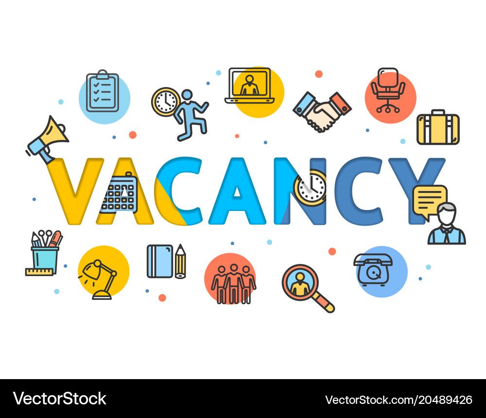 Cartoon vacancy concept card poster Royalty Free Vector