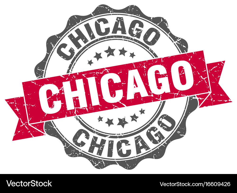 Chicago round ribbon seal Royalty Free Vector Image