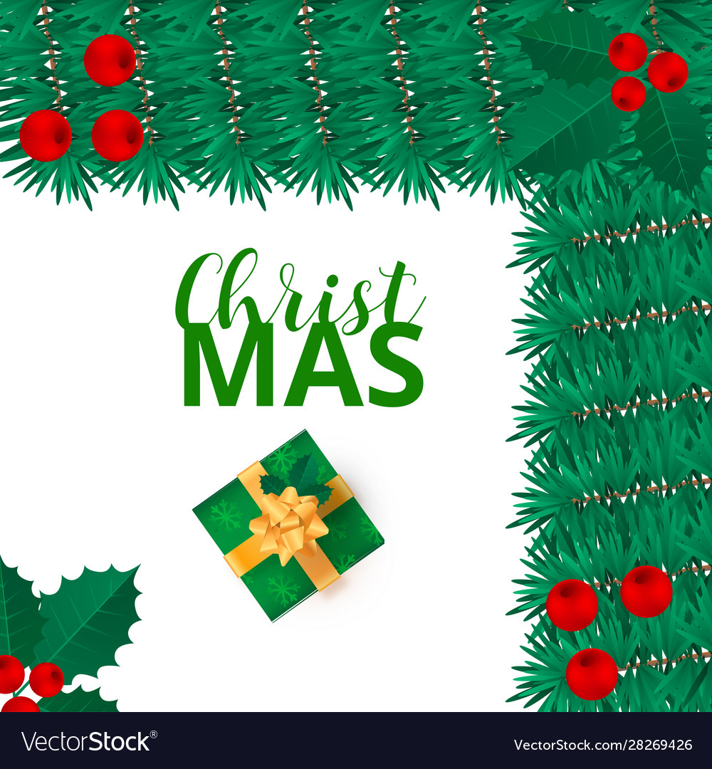 Christmas frame design with leafs Royalty Free Vector Image