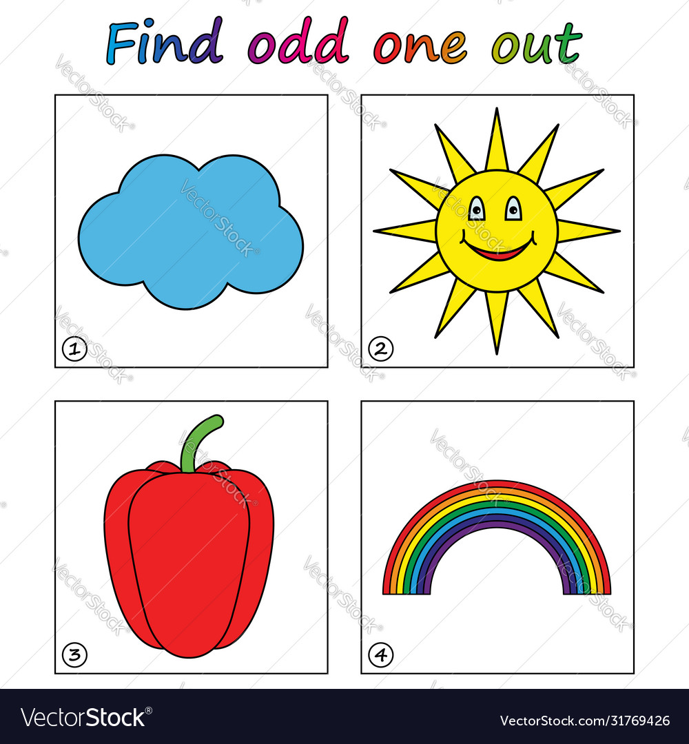 Find Odd One Out Game For Kids Worksheet Visual Vector Image find-odd-one-out-game-for-kids-worksheet-visual-vector-image