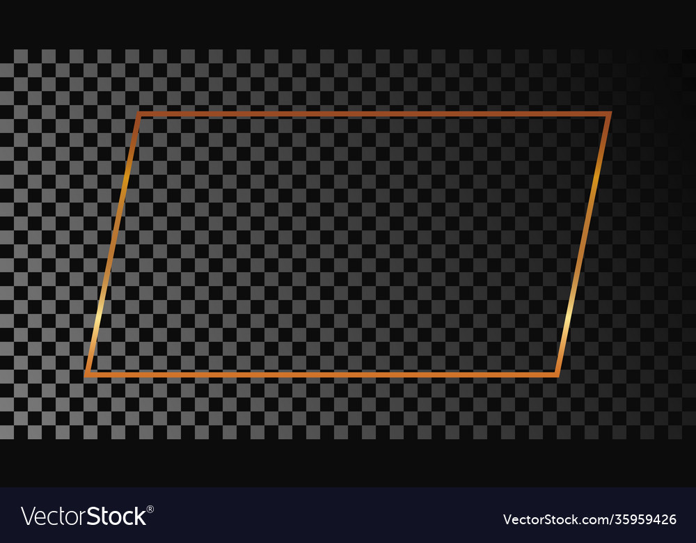 Gold glowing rectangular shape frame Royalty Free Vector