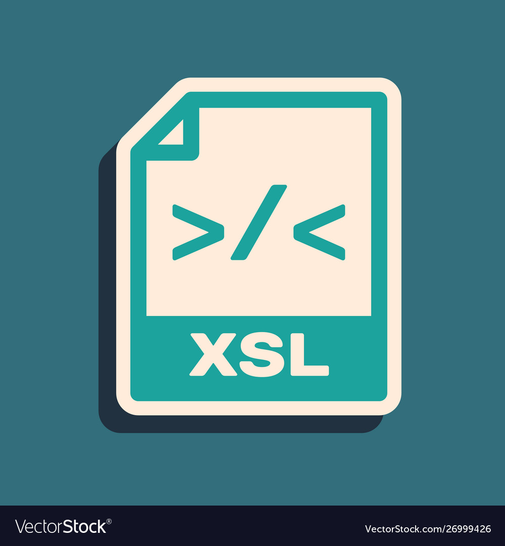 Green Xsl File Document Download Xsl Button Icon Vector Image