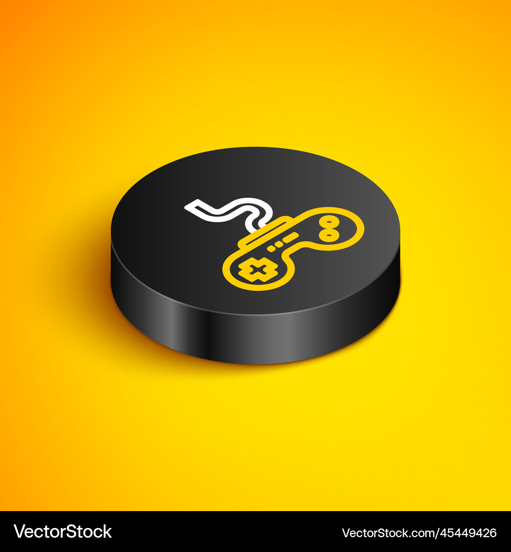 Isometric line gamepad icon isolated on yellow Vector Image