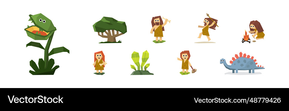 Prehistoric stone age people characters and Vector Image