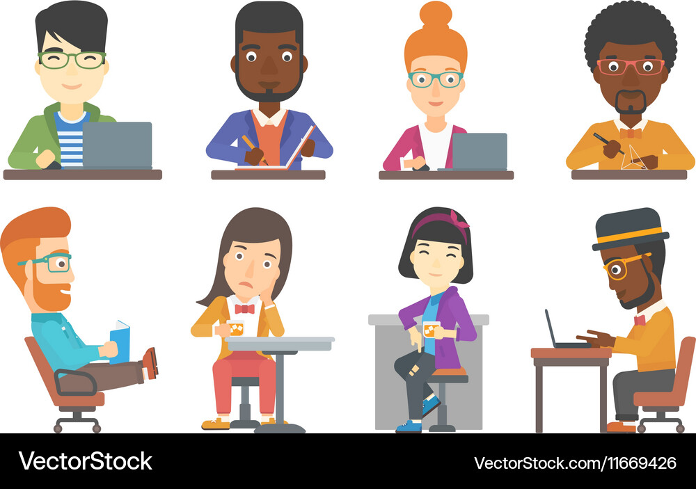 Set of bar customers and office workers Royalty Free Vector