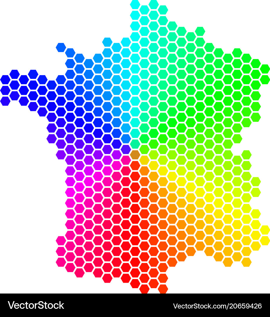 Spectrum hexagon france map Royalty Free Vector Image
