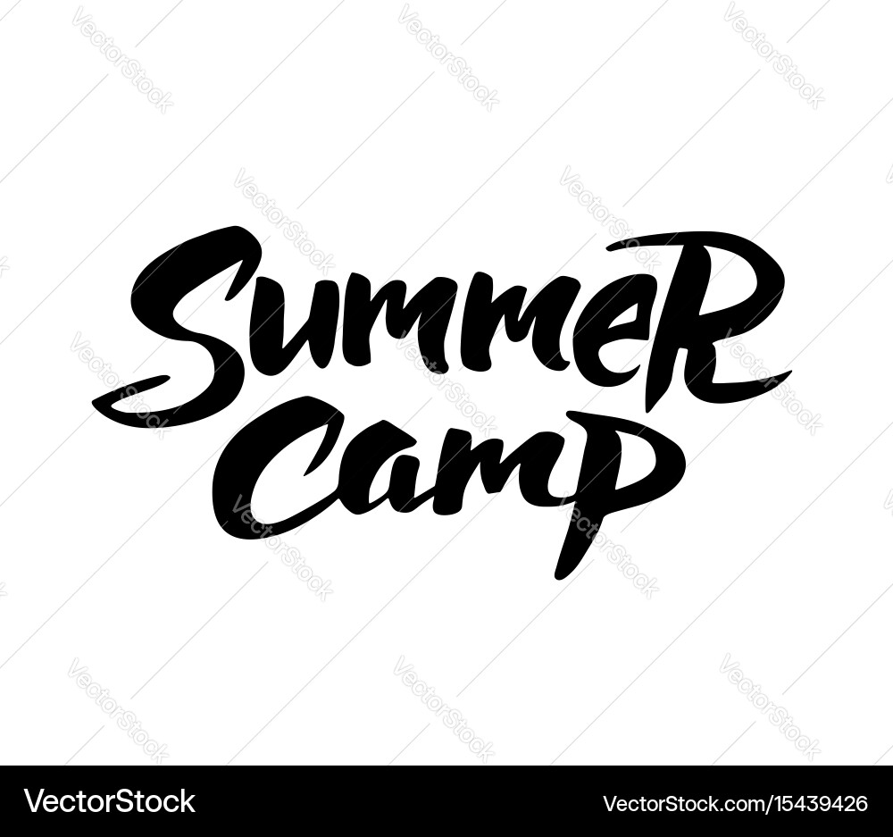 Summer camp hand drawn brush lettering Royalty Free Vector
