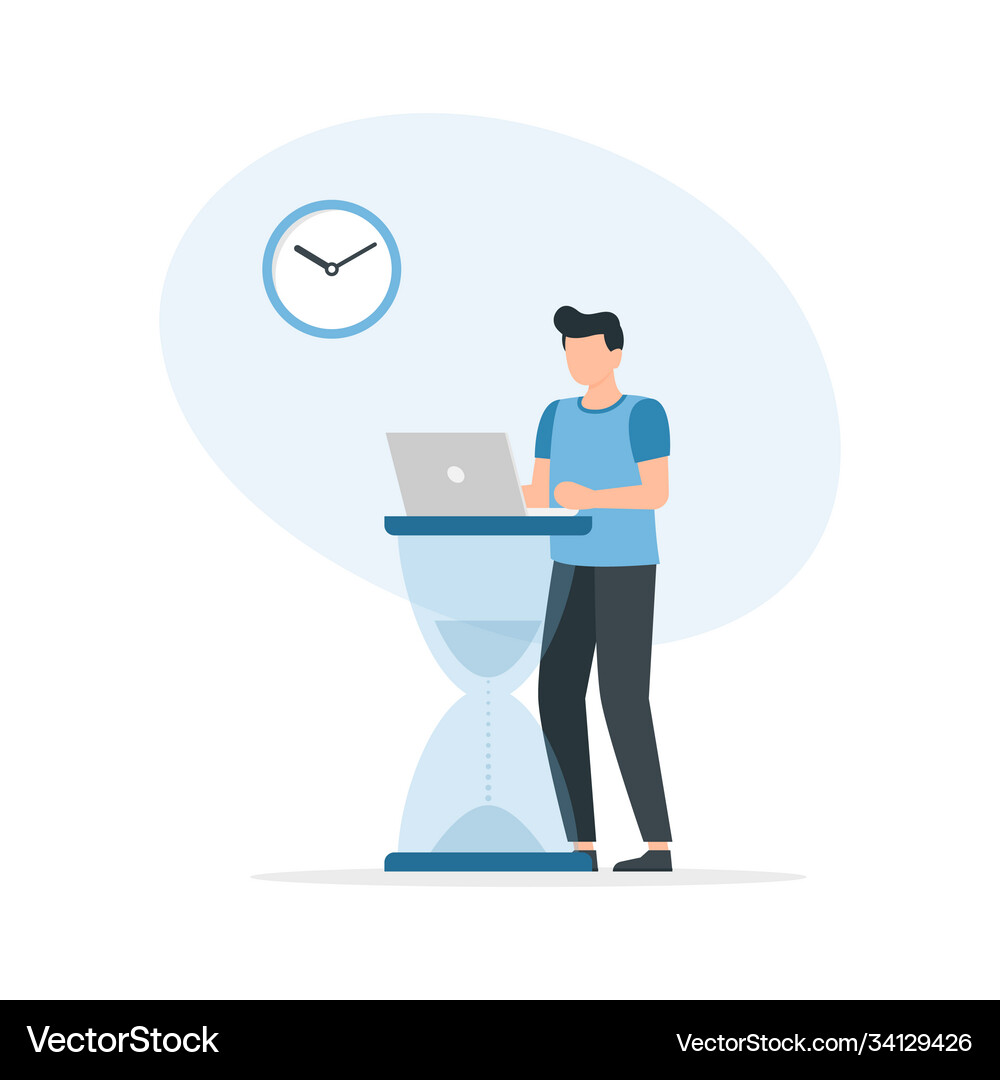 Time management concept businessman working with Vector Image