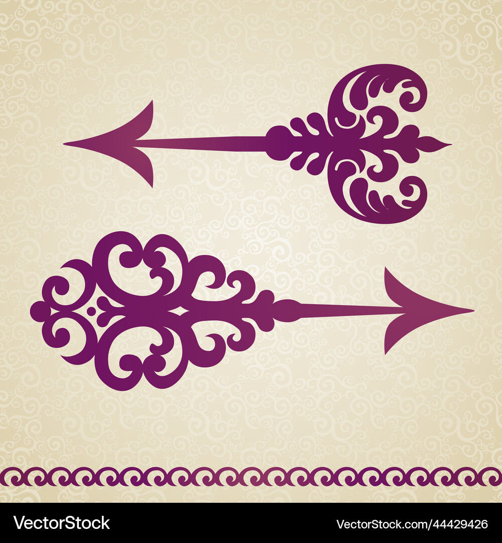 Two ornate decorated arrows in victorian style Vector Image