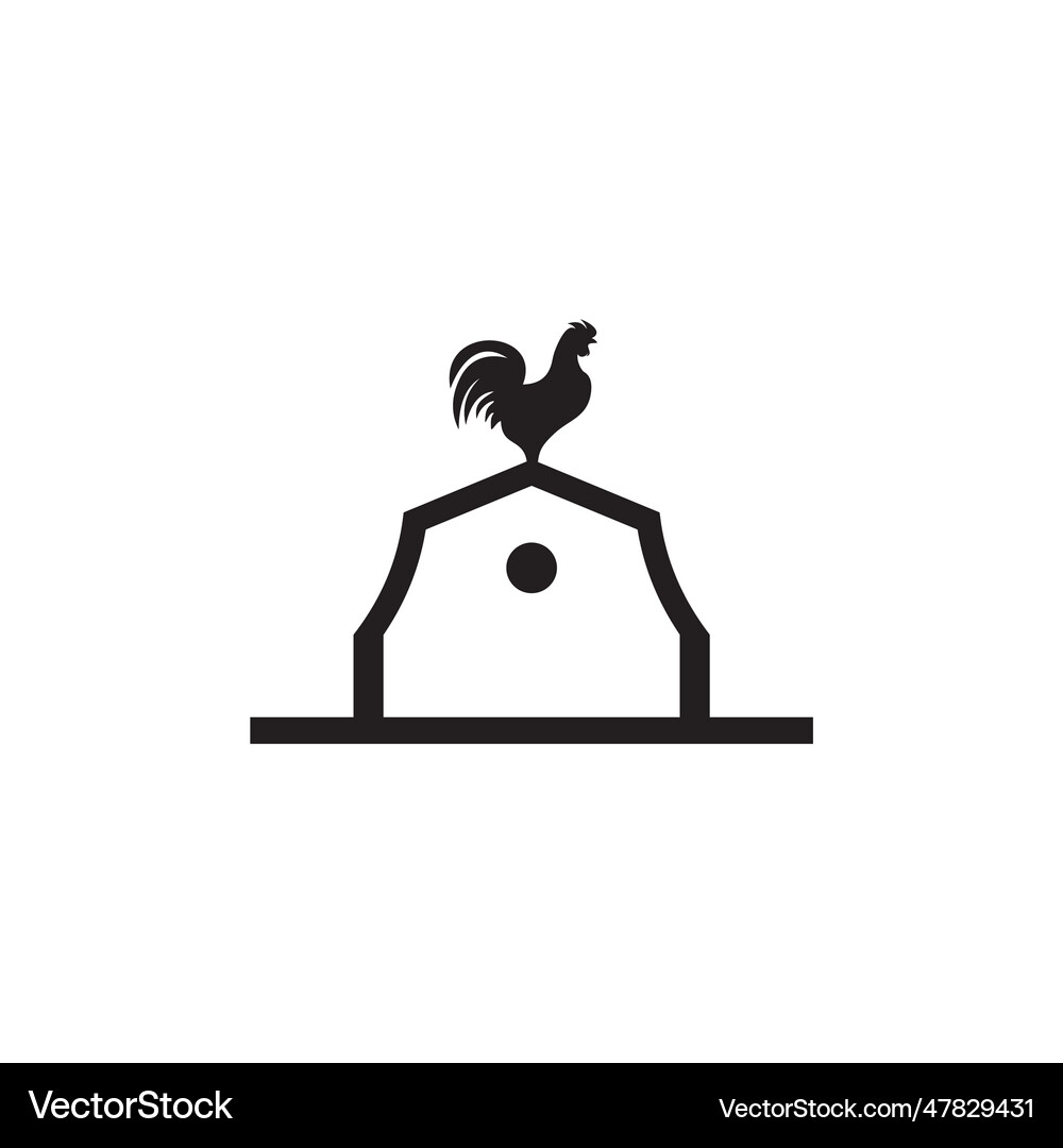 Barn rooster chicken farm logo design Royalty Free Vector