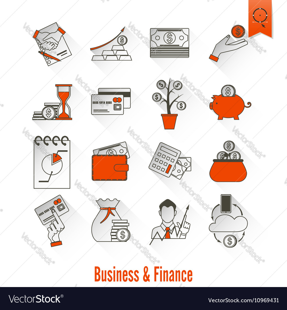 Business and finance icon set Royalty Free Vector Image
