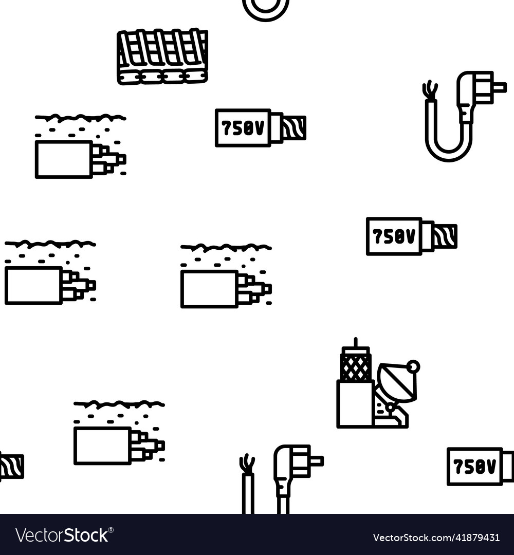 Cable wire electrical system seamless Royalty Free Vector
