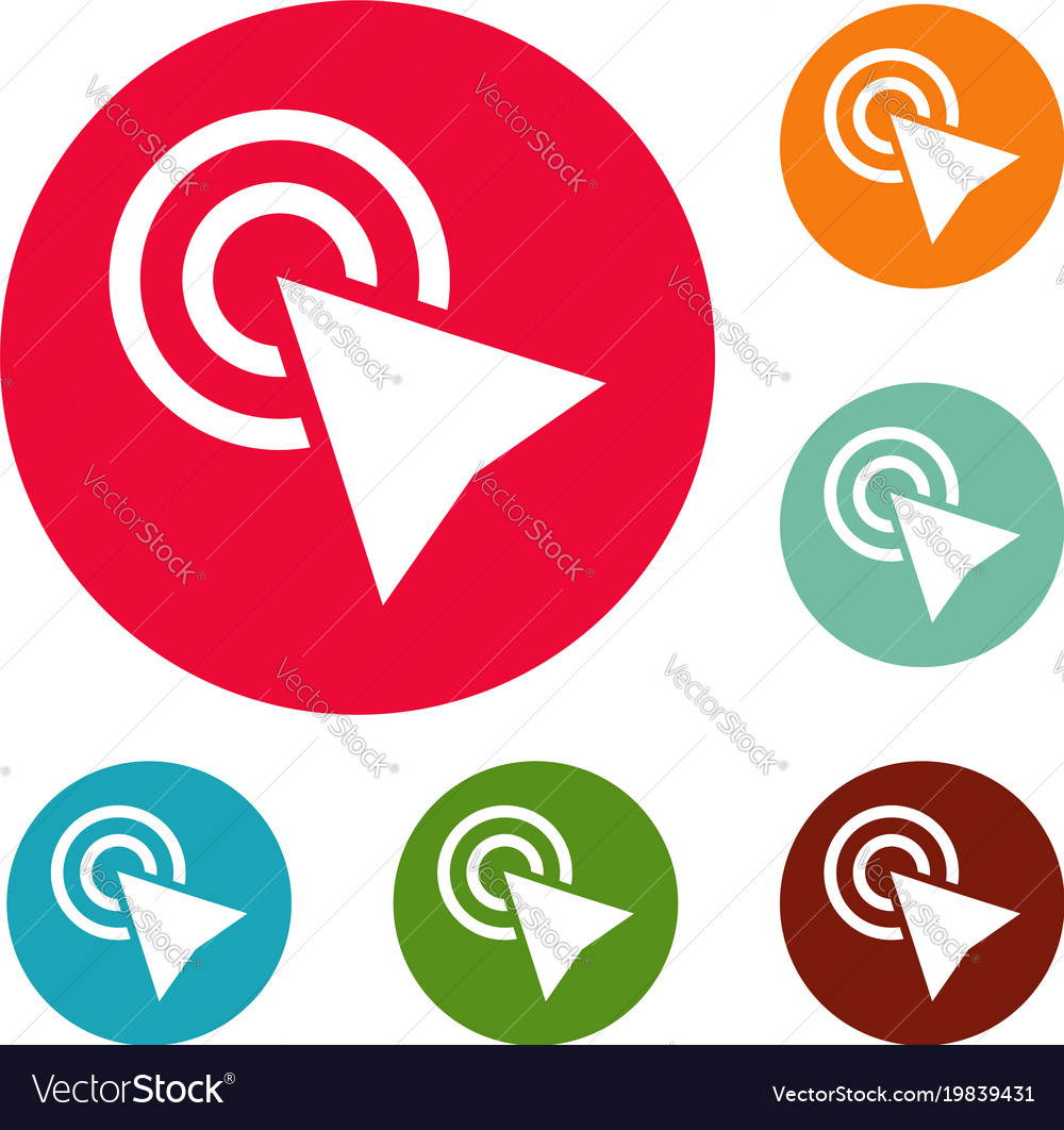Cursor click element icons circle set Royalty Free Vector