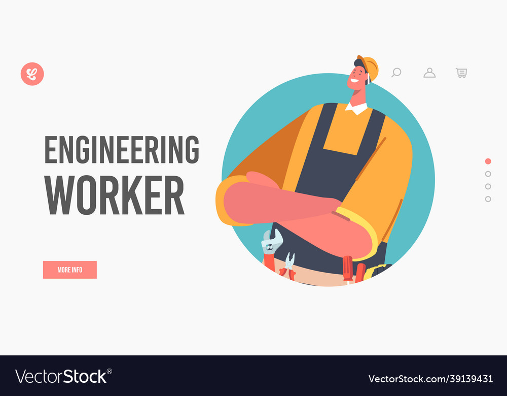 Engineering worker landing page template handyman Vector Image