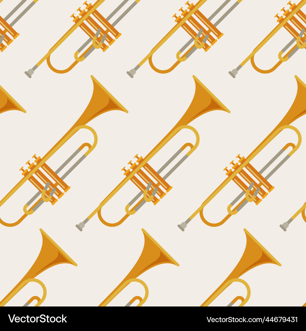 Golden trumpets seamless pattern musical theme Vector Image