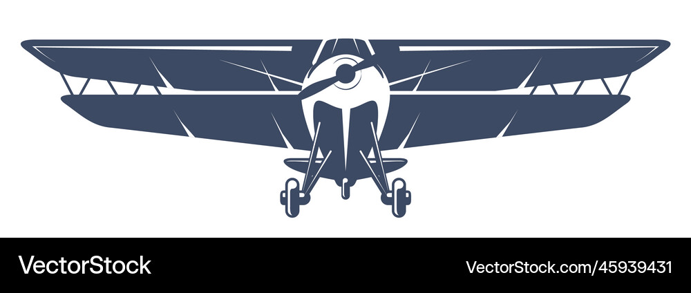 Light aviation emblem with biplane vintage Vector Image