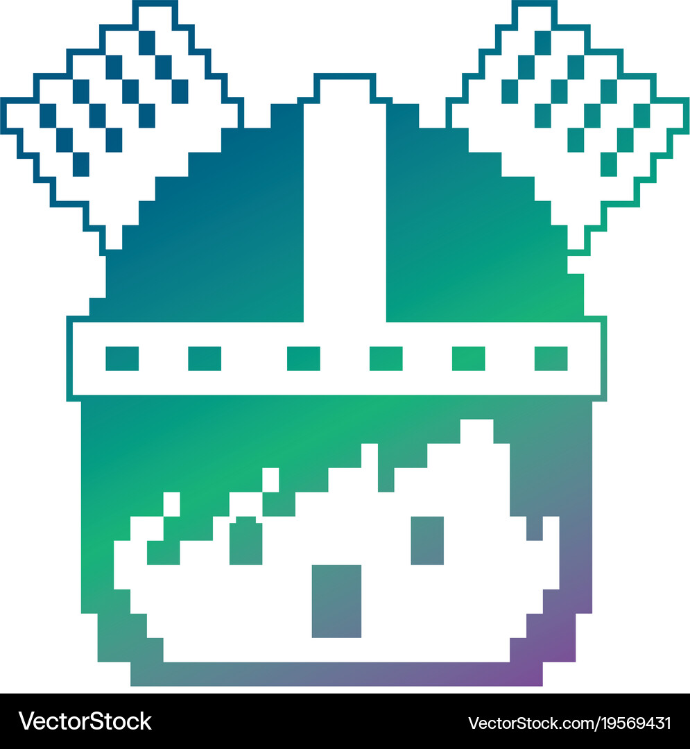 Pixel character face knight with helmet game Vector Image