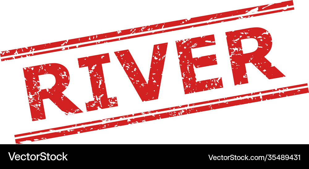 River stamp with grunged surface and double Vector Image