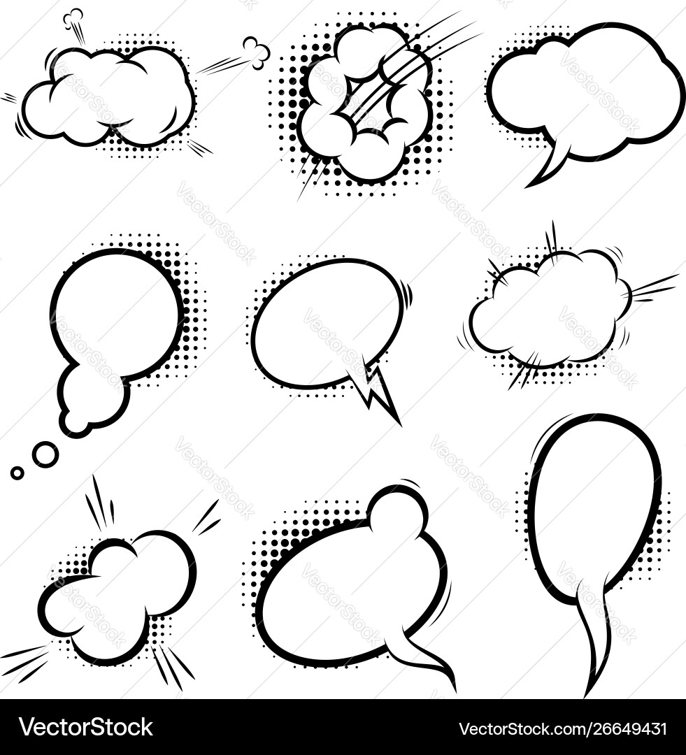 Set empty comic style speech bubbles Royalty Free Vector