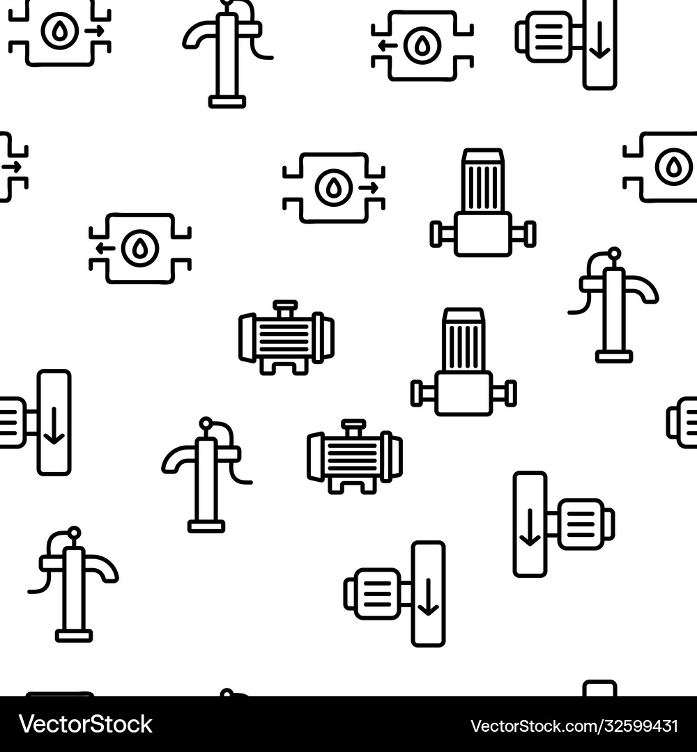 Water pump equipment seamless pattern Royalty Free Vector