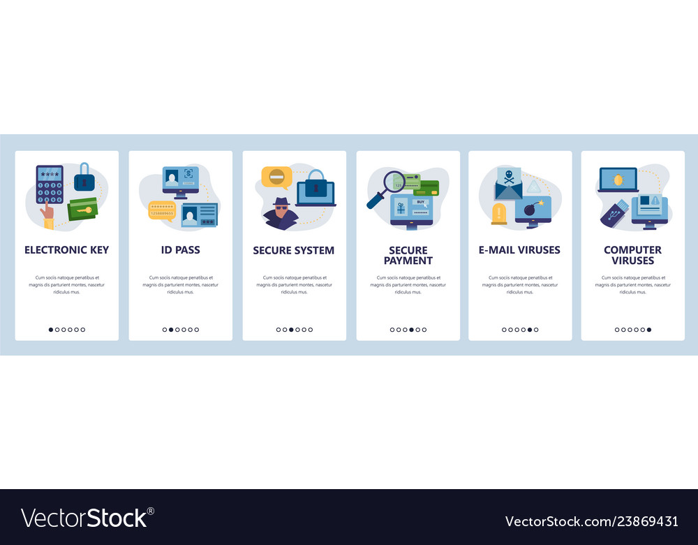Web site onboarding screens cyber security Vector Image Web site onboarding screens cyber security Vector Image