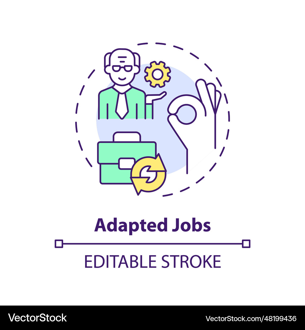 2d customizable adapted jobs line icon concept Vector Image
