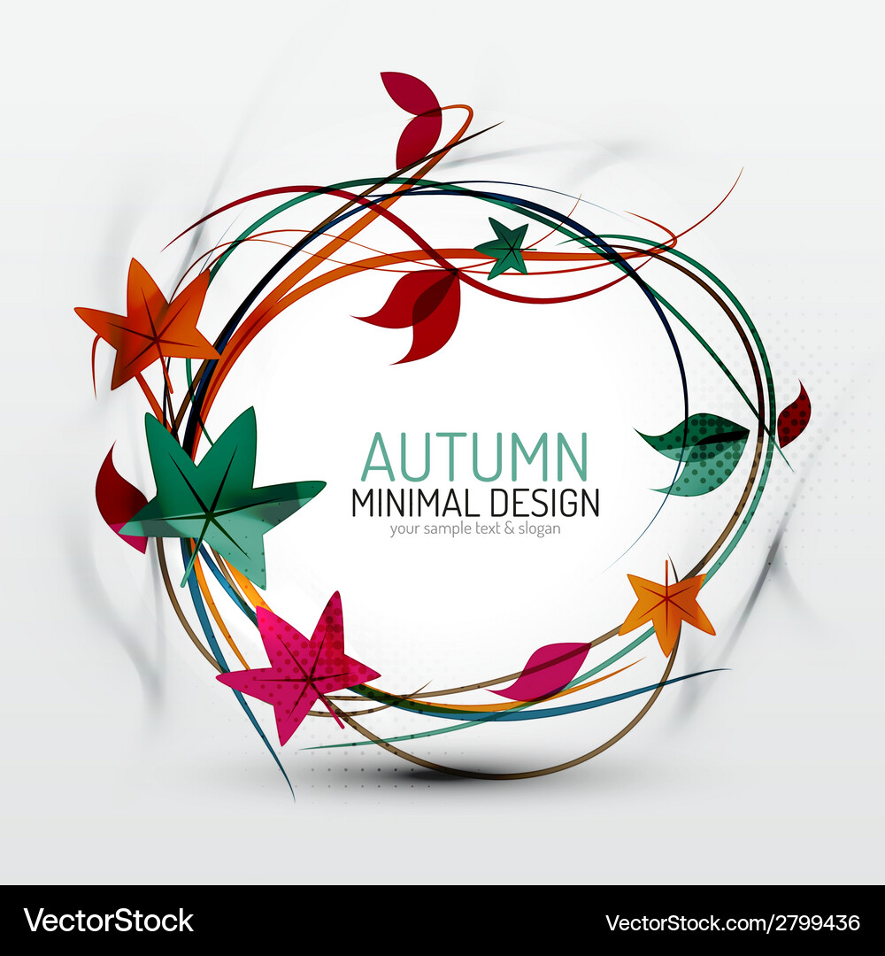 Autumn leaves and lines abstract background Vector Image