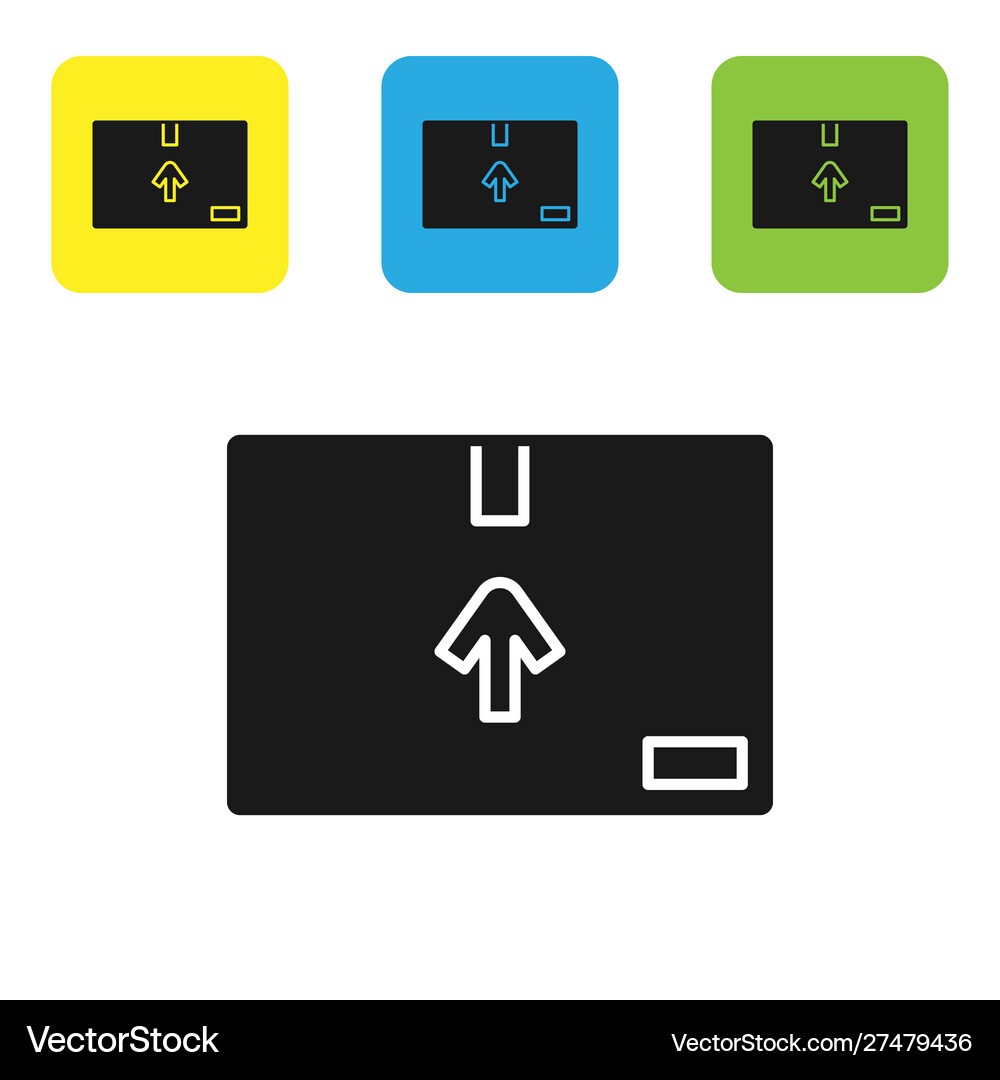 Black cardboard box with traffic symbol icon Vector Image