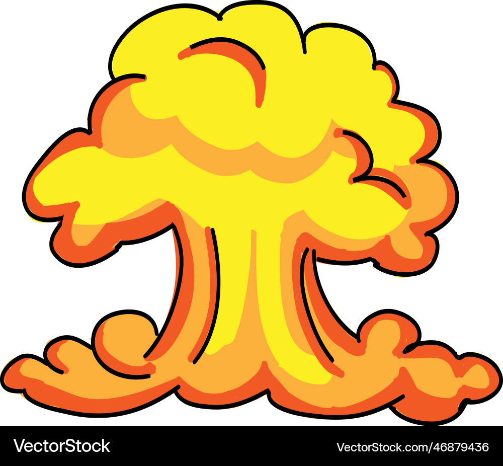 Cartoon of an atomic bomb explosion featuring Vector Image